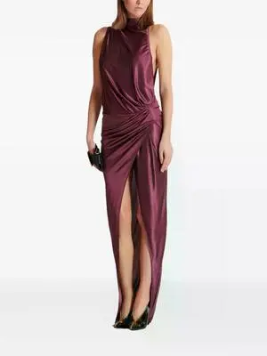 Balmain Draped High-neck Maxi Dress