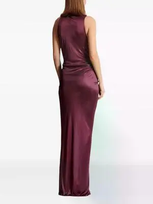 Balmain Draped High-neck Maxi Dress