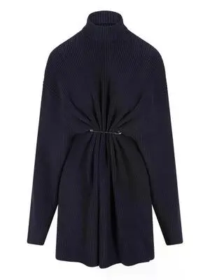 Balenciaga Safety Pin Knitted Mini Dress - Blue