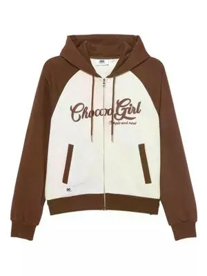 CHOCOOLATE Logo-embroidered Zip Hoodie - Neutrals