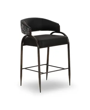 TOV FURNITURE Tatum Faux Leather 2-tone Counter Stool - Black