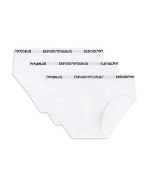 Emporio Armani Stretch Briefs, 3-pack - Solid White