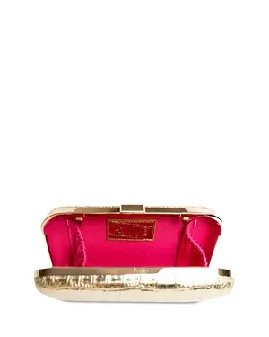 F & W STYLE Rose Croc Embossed Leather Clutch - Gold
