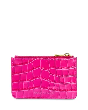 F & W STYLE Carrie Croc Embossed Leather Card Holder - Pink