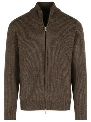 GRAN SASSO Cashmere Zip Sweater - Brown