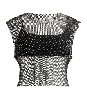 ALLSAINTS Mesh Embellished Calytrix Crop Top