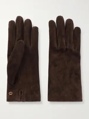 GIANVITO ROSSI Embellished Suede Gloves - Brown