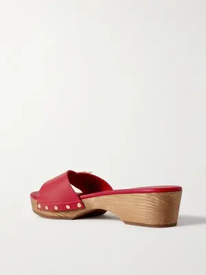 ANCIENT GREEK SANDALS Omonia Studded Leather Clogs - Red