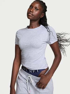 Victoria's Secret Angel Essentials Stretch Cotton Fitted Tee - Grey