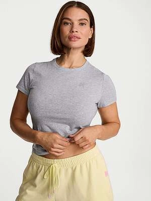Victoria's Secret Angel Essentials Stretch Cotton Fitted Tee - Grey