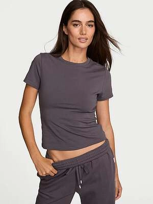 Victoria's Secret Angel Essentials Stretch Cotton Fitted Tee - Grey
