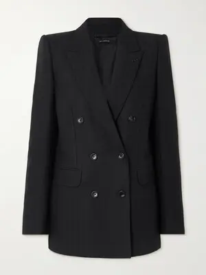 TOM FORD Herringbone Wool Double-breasted Blazer