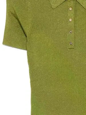 Karl Lagerfeld Lurex Knitted Polo Top