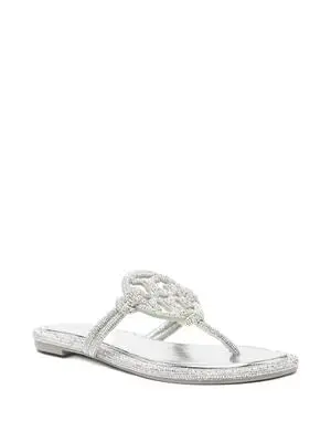 Tory Burch Crystal Embellished Sandals - Silver