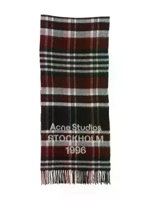 Acne Studios Plaid Logo Scarf Black