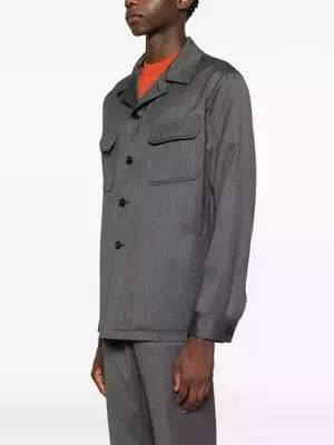 Tagliatore Logo Appliqué Shirt Jacket - Grey