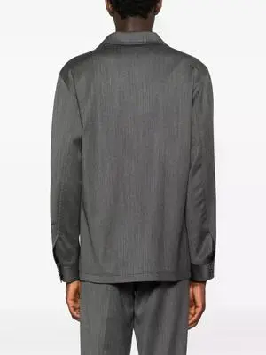 Tagliatore Logo Appliqué Shirt Jacket - Grey