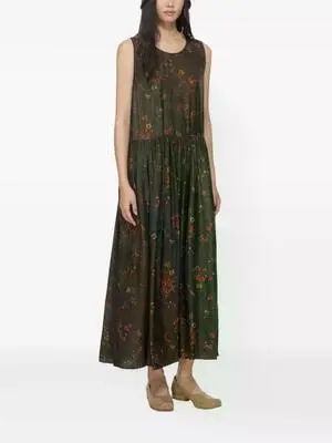 UMA WANG Floral-print Maxi Dress - Brown