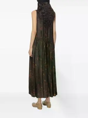 UMA WANG Floral-print Maxi Dress - Brown