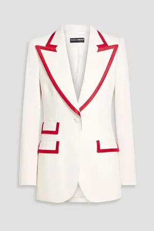 Dolce & Gabbana Faille-trimmed Wool-blend Blazer - Ivory