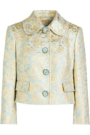 Dolce & Gabbana Cropped Embellished Metallic Brocade Jacket