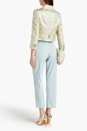 Dolce & Gabbana Cropped Embellished Metallic Brocade Jacket