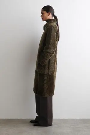 Cos Leather-bonded Shearling Long Coat