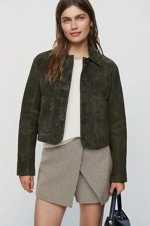 Blanknyc Real Suede Crop Jacket - Olive