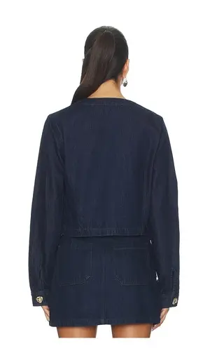 FAVORITE DAUGHTER Denim Jacket With Knotted Button Detail