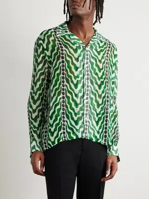 BODE Serpentine Printed Silk Shirt