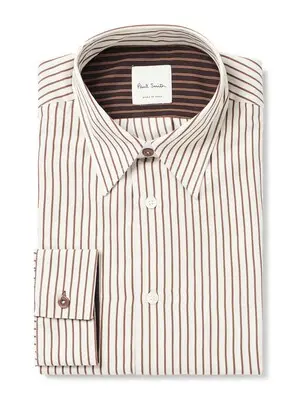 Men's Brown White Striped Shirts