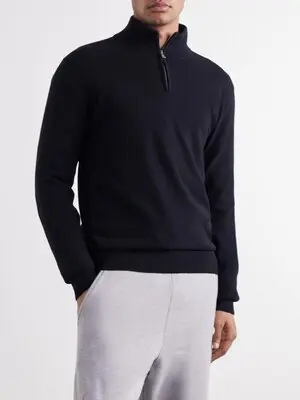 Mr P. James Cashmere Half-zip Sweater - Black