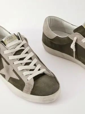 GOLDEN GOOSE Super-star Private Edition Distressed Suede Sneakers - Green