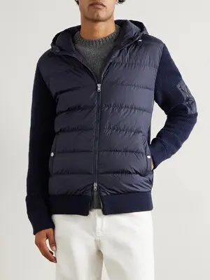 Herno Wool-sleeve Hooded Down Jacket - Blue