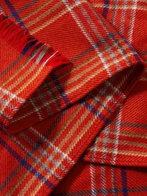BODE Gable Checked Fringed Wool Scarf