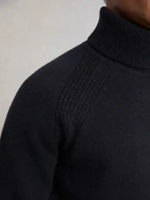 REISS Gosforth Wool-cashmere Roll-neck Jumper - Navy