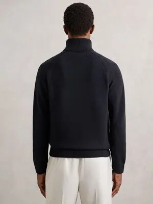 REISS Gosforth Wool-cashmere Roll-neck Jumper - Navy