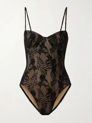 Norma Kamali Mio Lace-trimmed Underwired Bodysuit