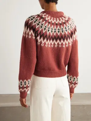 DÔEN Clarke Fair Isle Wool-blend Cardigan - Burgundy