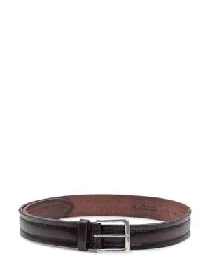 ORTIGNI Leather Belt With Stitching Detail - Brown