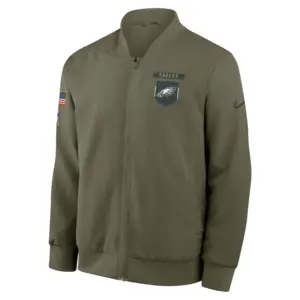 Nike Philadelphia Eagles Salute To Service Sideline Nfl Full-zip Bomber Jacket - Brown