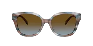 COACH Acetate Square Frame Sunglasses - Striated Maple,blueberry