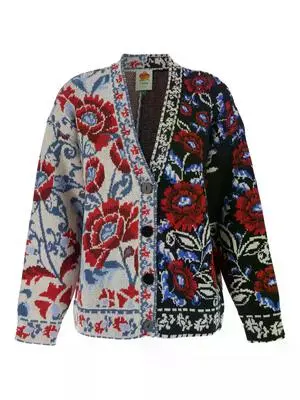 Farm Rio Mixed Valentina Floral Button Cardigan - Black