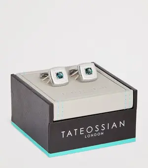 Tateossian Sterling Silver And Topaz Graffiato Cufflinks