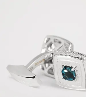 Tateossian Sterling Silver And Topaz Graffiato Cufflinks