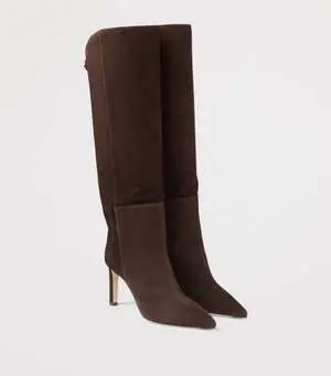 JIMMY CHOO Alizze 85 Suede Knee-high Boots - Brown