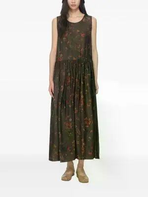 UMA WANG Floral-print Maxi Dress - Brown