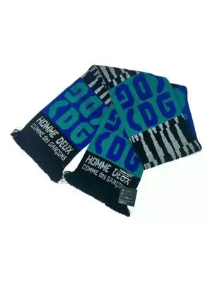 Comme Des Garçons Logo Fringed Scarf - Blue