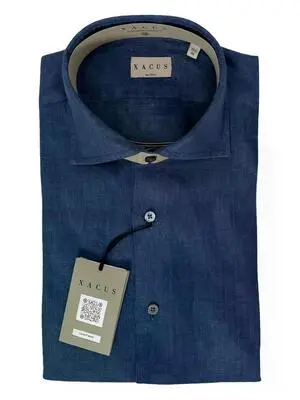 XACUS Point-collar Buttoned Shirt - Blue