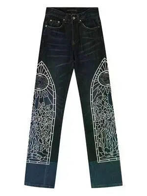 WHO DECIDES WAR BY EV BRAVADO Embroidered Five-pocket Jeans